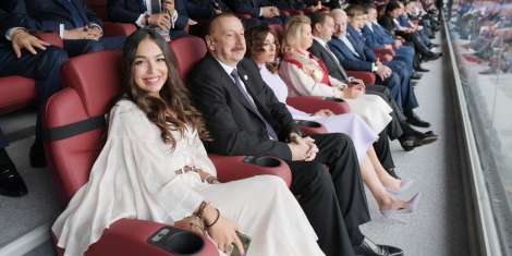 President Ilham Aliyev and family members attend the inauguration of ...